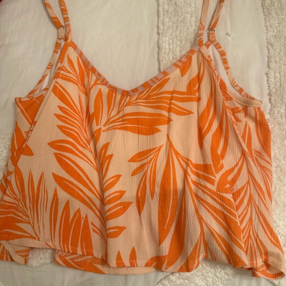 Tops | Brand New Orange Floral Crop Top | Poshmark
